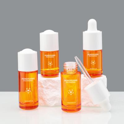 China 1oz Cosmetic Packaging Glass Dropper Bottle Transparent For Essence Oil Serum for sale