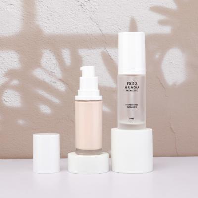 China 30ml Liquid Foundation Glass Pump Bottle Cosmetic Package Hot Stamping for sale