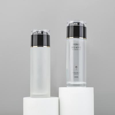 China 100ml Lotion Glass Bottles Cosmetic Package Hot Stamping for sale