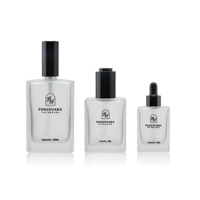 China Square Serum Glass Dropper Bottle For Cosmetic Package for sale
