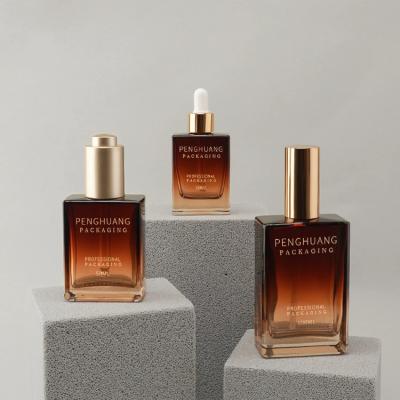 China Leak Proof Transparent Glass Serum Oil Bottle For Cosmetics for sale