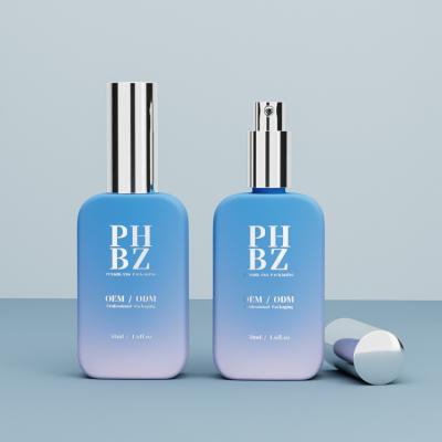 China 50ML Empty Liquid Foundation Bottles With Press Pump Blue Gradient Pink for sale