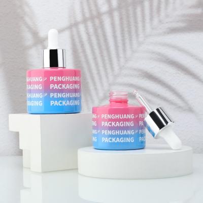 China Fancy Glass Oil Serum Bottles  With Dropper Cap 30ml 50ml for sale