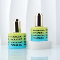 China Yellow Gradient Blue 30ml 50ml Essence Oil Serum Dropper Bottles With Custom Logo for sale