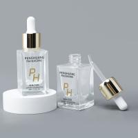 China OEM ODM 1oz 30ml 50ml Custom Square Glass Serum Dropper Bottles With Logo for sale