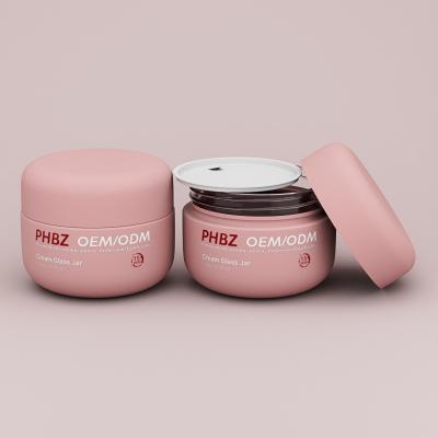 China Luxury Round Empty 100g Cream Glass Jars For Face Cream Body Scrub Facial Mask Butter for sale