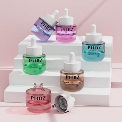 China Flat Shoulder Thick 20ml Glass Serum Oil Dropper Bottle for sale