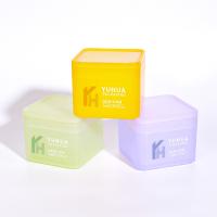 China Square Double Wall Plastic Jars Flip Top Cap Makeup Cotton Container Jar With Tweezers for sale