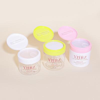 China 270g 330g 360g FLIP Top Cap Makeup Cotton Container Pet Plastic Cosmetic Jar With Tweezers for sale