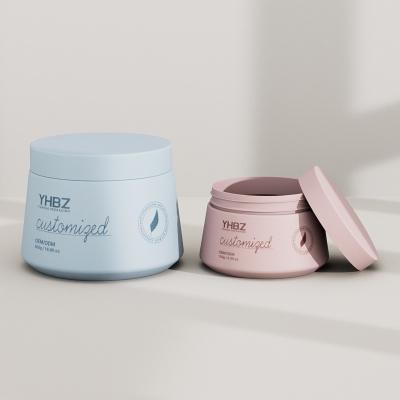 China Customizable Matte Blue Scrub Container Plastic Body Face Cream Jar With Lid for sale