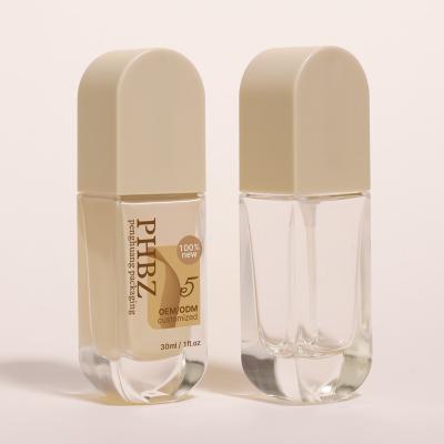 China Customized Printed 30ml Glass Liquid Foundation Bottle With Lotion Pump for sale
