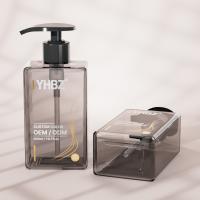 China 300ml Square Plastic Shampoo Bottle Pet Flat Shoulder Pump Bottle For Lotion for sale