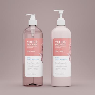 China Plastic Lotion Bottle White 1000ML Custom PET Shampoo And Conditioner Bottle for sale