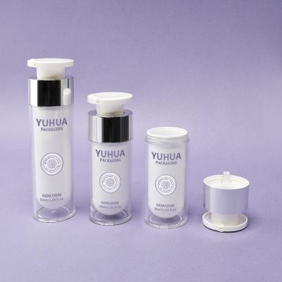 China Double Wall Plastic Airless Bottle 30ml 50ml Clear Airless Pump Bottle for sale