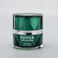 China Wholesale Luxury Plastic Cream Jars 50g Empty Green Double Wall Cosmetic Jar For Skincare for sale