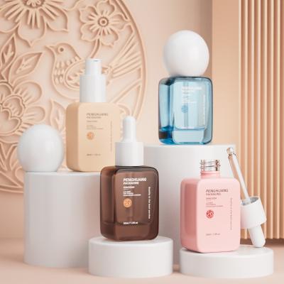 China Luxury Wholesale Foundation Bottles 30ML Round Ball Cap Thick Bottom Empty Liquid Foundation Bottles for sale