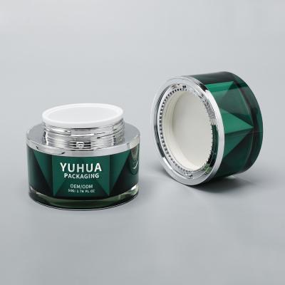 China Custom 50G Body Cream Jars Luxuyr Empty Acrylic Double Wall Cosmetic Jars With Lid for sale