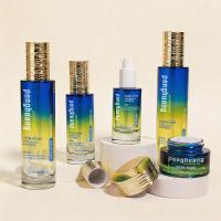 China Custom Luxury Gradient Glass Bottle Set for Skincare and Beauty Packaging OEM ODM Cosmetic Glass Bottle Set with Jar for sale