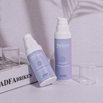 China Recyclable Plastic Lotion Bottle with Airless Pump and Screw Cap for Cosmetic Serum Toner Packaging and Custom Logo Printing for sale
