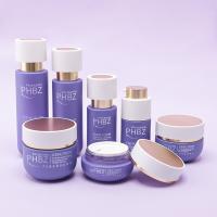 China Comprehensive Cosmetic Packaging Set featuring luxury glass bottles golden cap lotion bottles cream jars and cosmetic packaging for sale