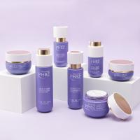 China Comprehensive Cosmetic Packaging Set featuring luxury glass bottles golden cap lotion bottles cream jars and cosmetic packaging for sale