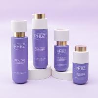China Comprehensive Cosmetic Packaging Set featuring luxury glass bottles golden cap lotion bottles cream jars and cosmetic packaging for sale