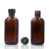 China 120ml Empty Amber Glass Bottles 4 Oz Boston Round Glass Bottles For Oil Products for sale