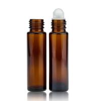China 10ml Amber Glass Roll On Bottles With Aluminum Plastic Cap for sale