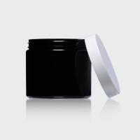 China Frosted OEM Wide Mouth Cosmetic Jars 500ml PET Jar With Black Lid for sale