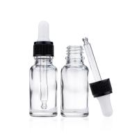China 20ml Clear Glass Dropper Bottles Wholesale Essential Oil Cosmetic Containers with Customizable Caps for sale