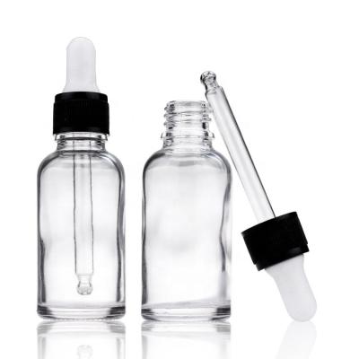 China Essential Oil 30ml 1 Oz Clear Glass Dropper Bottles Other Color Customization for sale