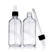 China Customized 100ml Clear Glass Dropper Bottle 3.4 oz Essential Oil Cosmetic Container for sale