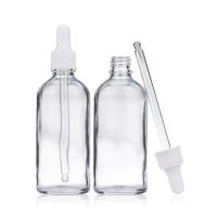 China Customized 100ml Clear Glass Dropper Bottle 3.4 oz Essential Oil Cosmetic Container for sale