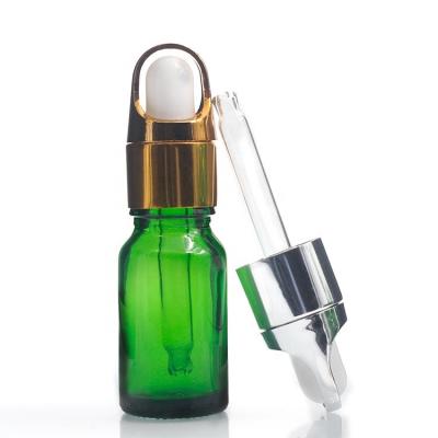 China Green 10ml Oil Dropper Glass Bottle With Customized Surface Handling for sale