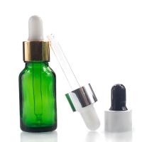 China Personal Care Green 15ml Glass Dropper Bottles Aluminum Screw Cap for sale