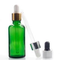 China Green 50ml Glass Essential Oil Bottle with Dropper Customizable Capacity 5ml to 100ml for sale