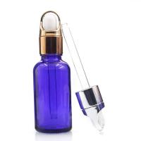 China 1oz 30ml Blue Glass Dropper Bottle for Essential Oils Customizable 5ml to 100ml for sale