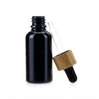 China Black 30ml 1oz Oil Dropper Glass Bottle With Aluminum Screw Cap for sale