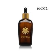 China Amber Square Glass Essential Oil Bottles 15ml 25ml 50ml 100ml with Gold Dropper for sale