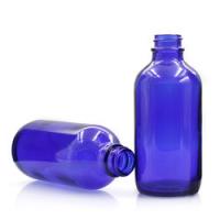 China Blue Body 120ml Boston Glass Bottles Screw Spray Pump Dropper Cap for sale