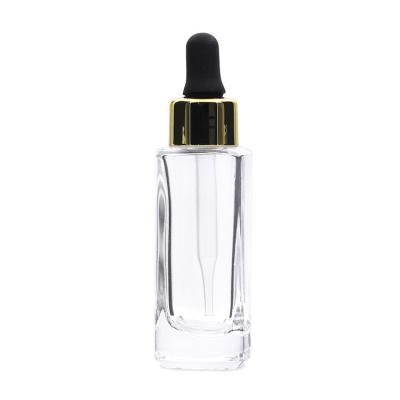 China Wholesale 35 Ml Clear Glass Serum Bottles Square Essence Bottles With Good Price S014 for sale