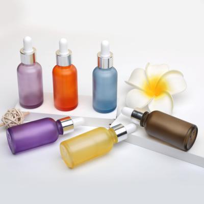 China Wholesale  20ml 50ml 100ml Frosted Glass Dropper Bottle  For Serum Essential Oil Essence Custom Design Makeup Packaging for sale