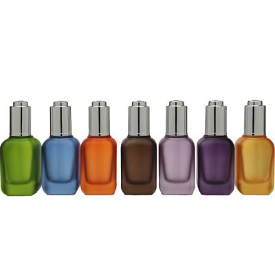 China Frosted 70-120g Serum Dropper Bottles 50ml Square Glass Bottles for sale