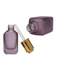 China Frosted 50ml Square Glass Serum Dropper Bottle with Pump Cap for Essential Oils for sale