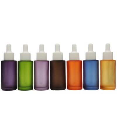 China Yuhua Serum Dropper Bottles Round Shape Matte 50ml Frosted Glass Bottles for sale