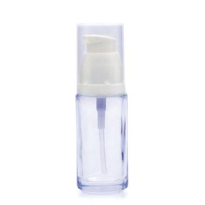 China Round 35ml Liquid Foundation Bottles Clear Glass Pump Bottles for sale
