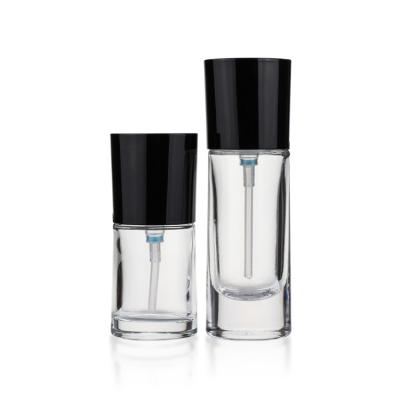China Round Liquid Foundation Bottles Clear 30ml Airless Pump Bottle for sale
