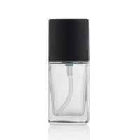 China 30ml Clear Square Glass Lotion Bottle Empty Cosmetic Foundation Container F131 for sale