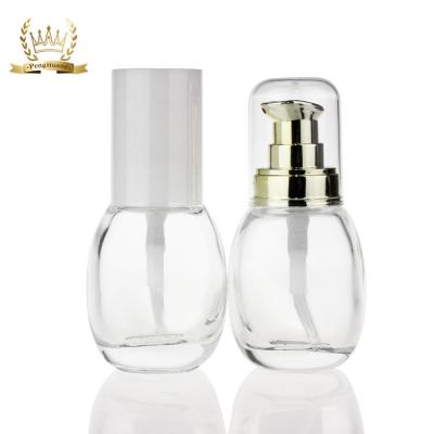China High Quality 30ml Clear Glass Lotion Bottle Liquid Foundation Bottle for sale