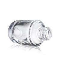 China Empty Clear 30ml Glass Foundation Bottle with White Pump Round Shape F139 for sale